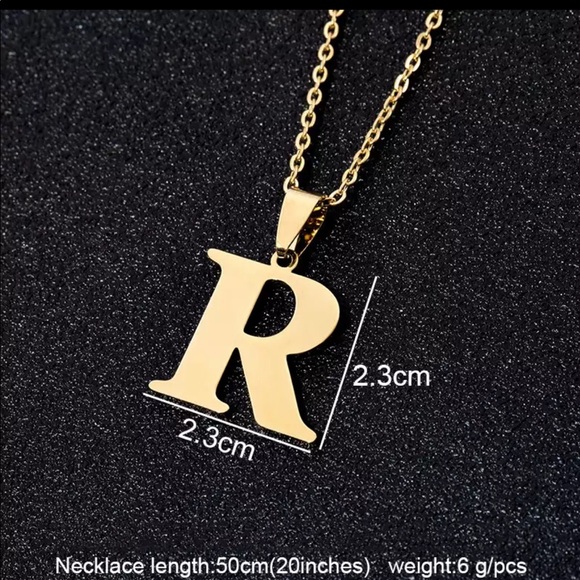 Jewelry | Stainless Steel Letter R Gold Pedant Necklace | Poshmark